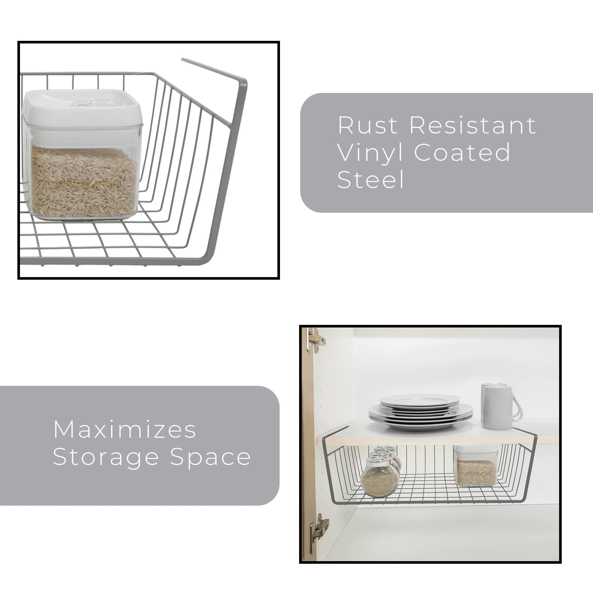 Snapklik.com : Smart Design Undershelf Storage Basket - Medium - Snug Fit Arms - Steel Metal ...