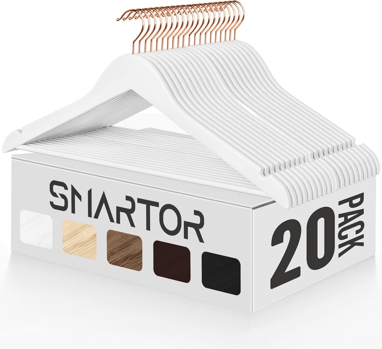 Amazon.com: SMARTOR Wooden Hangers 20 Pack, Sturdy Coat Hangers for ...