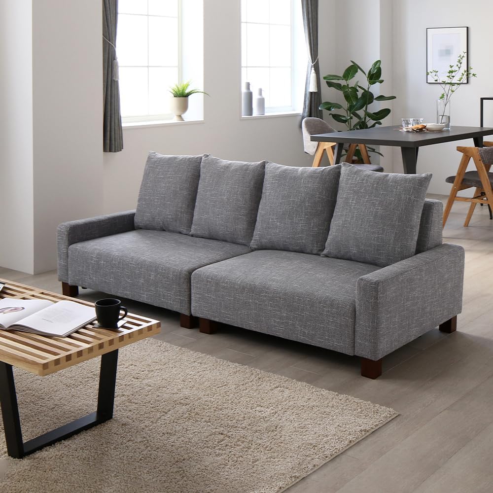 Amazon｜RASIK ソファー ローソファー 3人掛け (1.5人掛け2点) アッシュグレー 脚：ブラウン 脚付き 肘付き コンパクト 北欧 Ruarch ルアーチ｜ソファ・カウチ オンライン通販