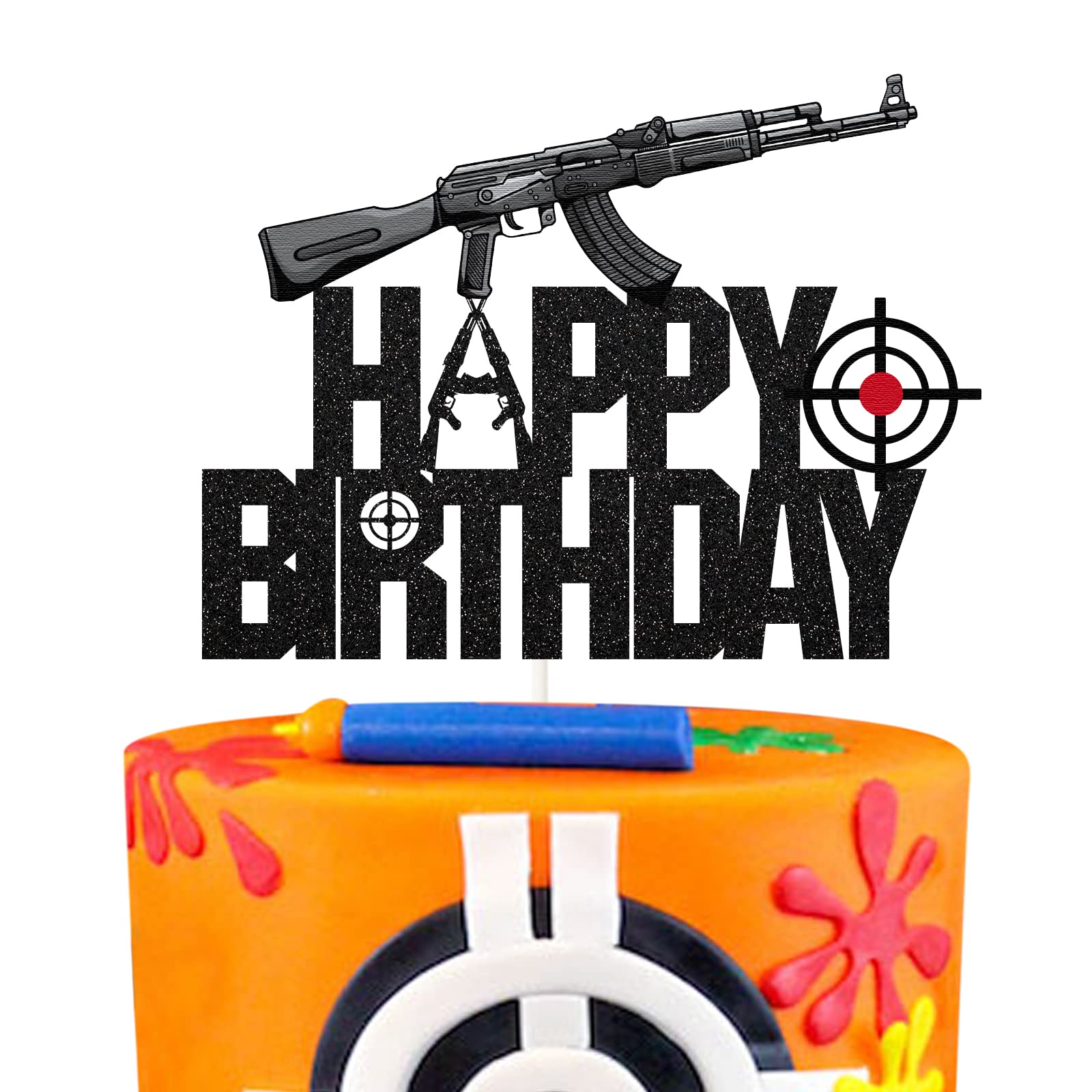 Funny Happy Birthday Gun Laser Gun Game Cake Topper For Boys Girls