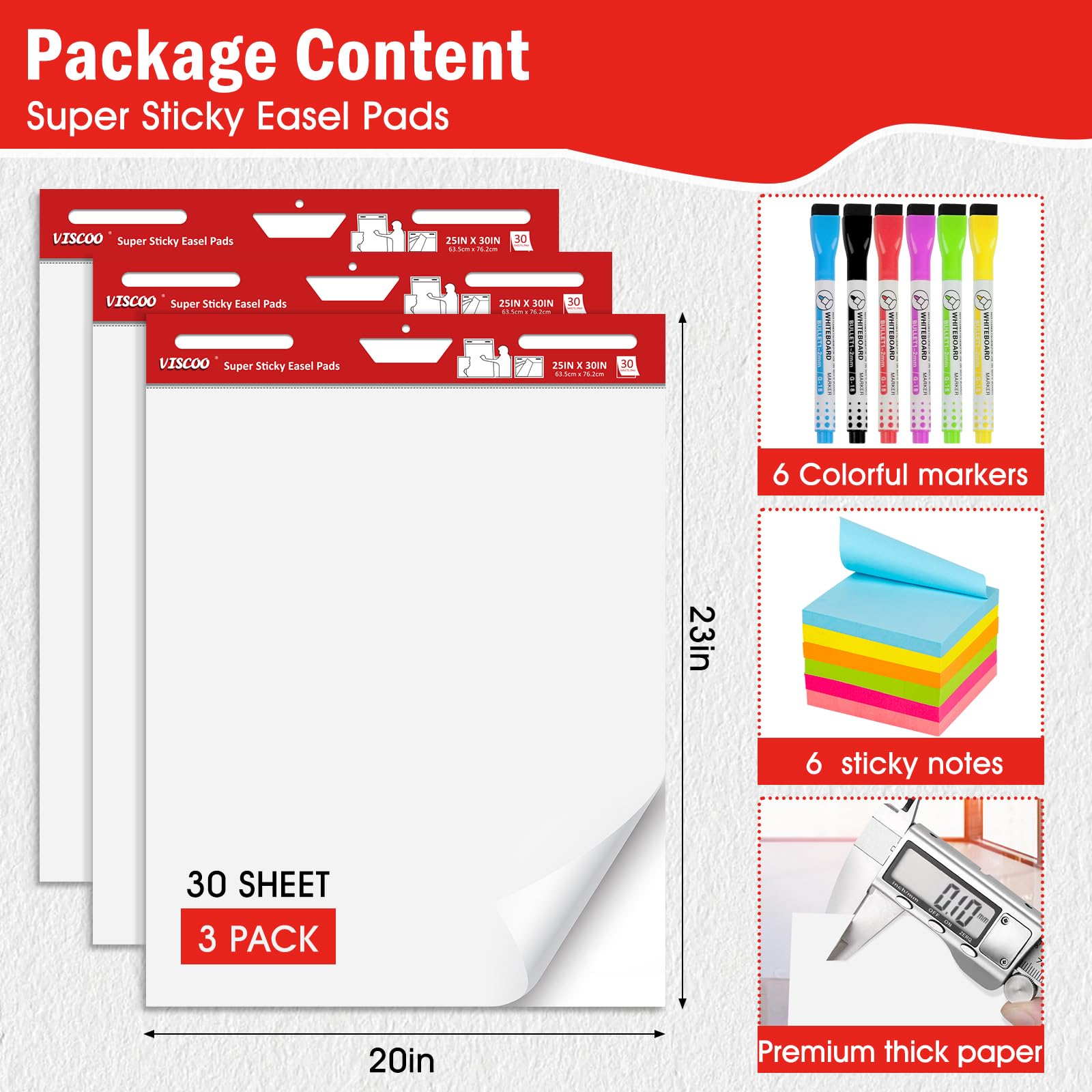Snapklik.com : VISCOO Thickened Sticky Easel Pad, 20 X 23 Inches Flip ...