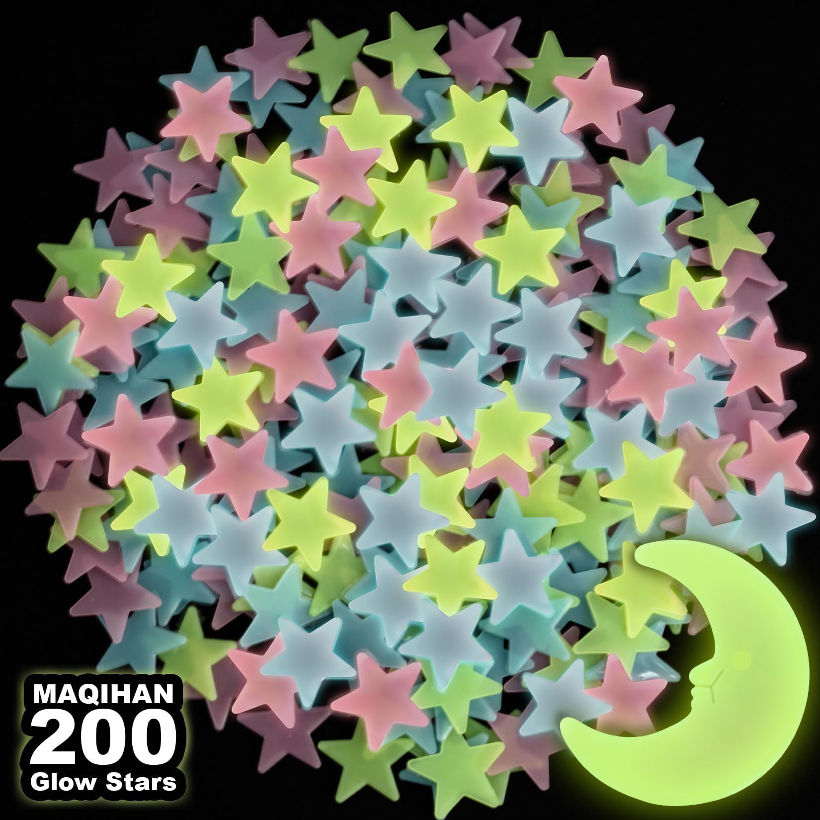 Amazon.com: MAQIHAN 200 Glow in The Dark Stars for Ceiling - Glowing ...