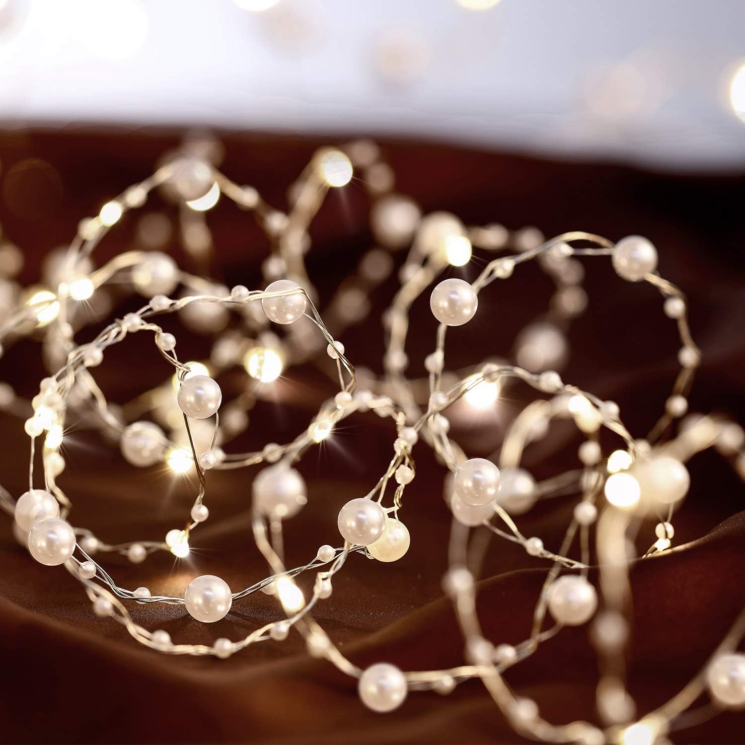 Amazon.com: Ocean Pearl Beads String Lights, 10 ft 40 LED Lights ...
