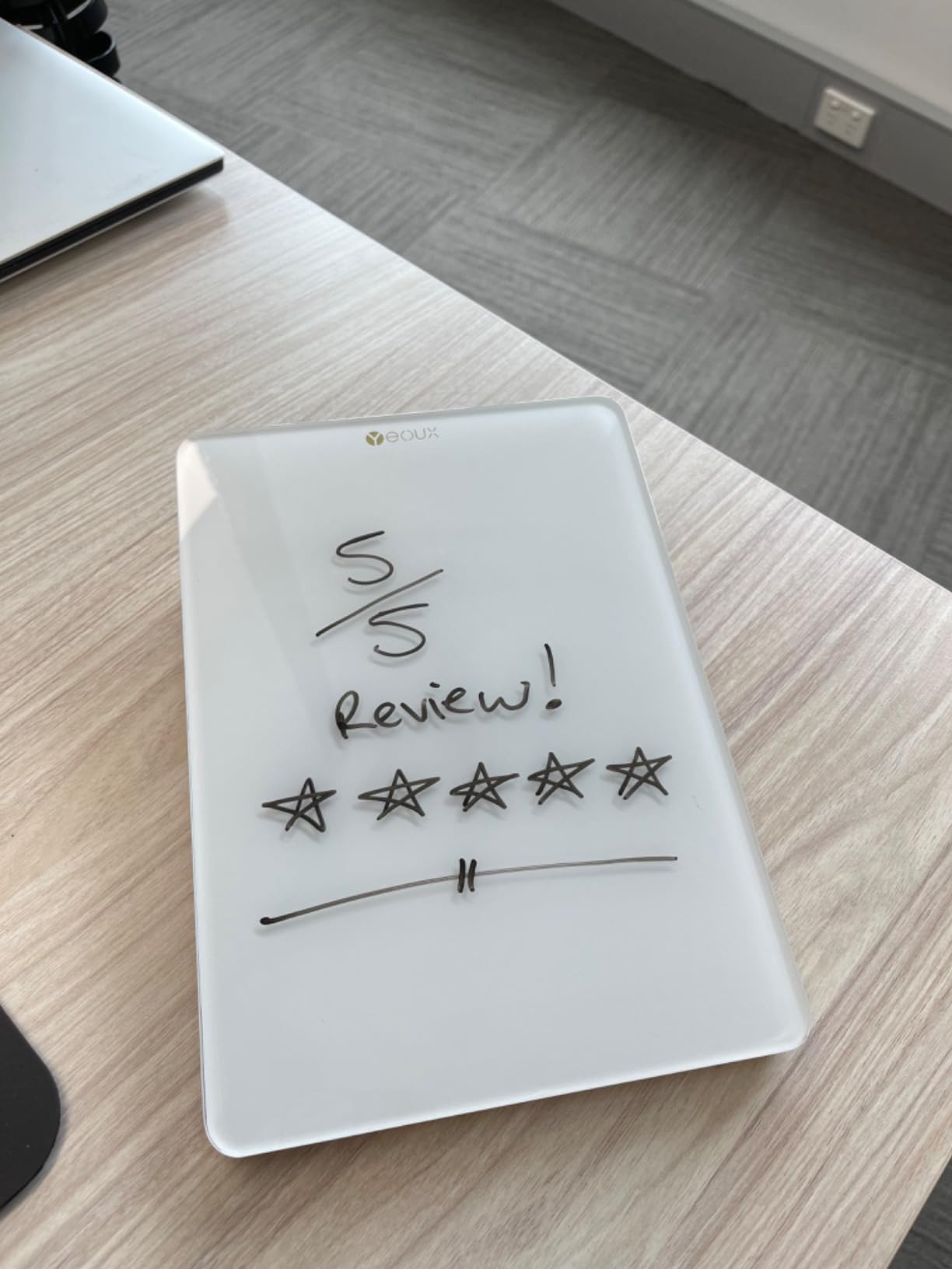 Desktop Glass Whiteboard with Reversable Wood Stand, Tabletop Small ...