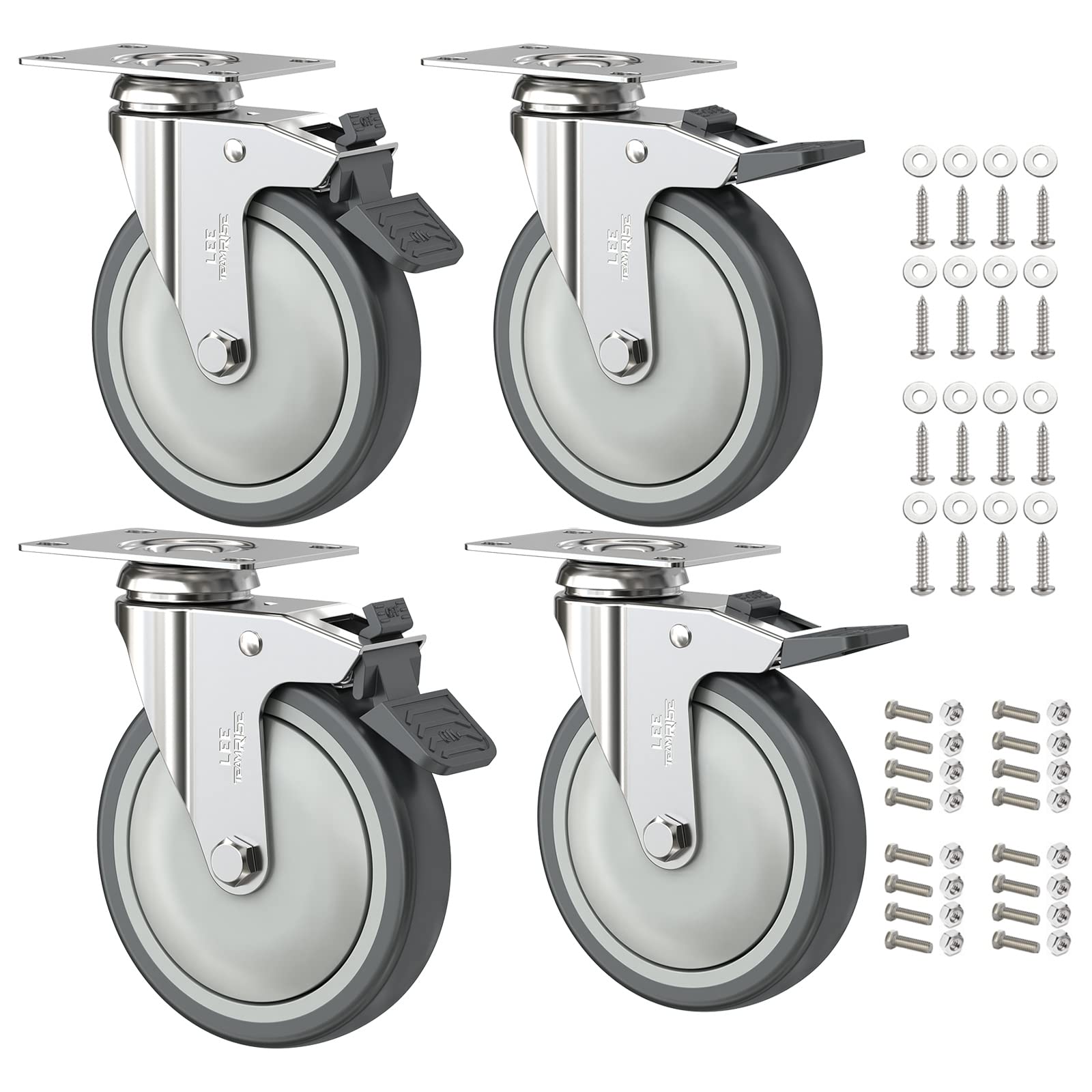 Snapklik.com : 5 Inch Casters Set Of 4 Heavy Duty Plate Caster Wheels