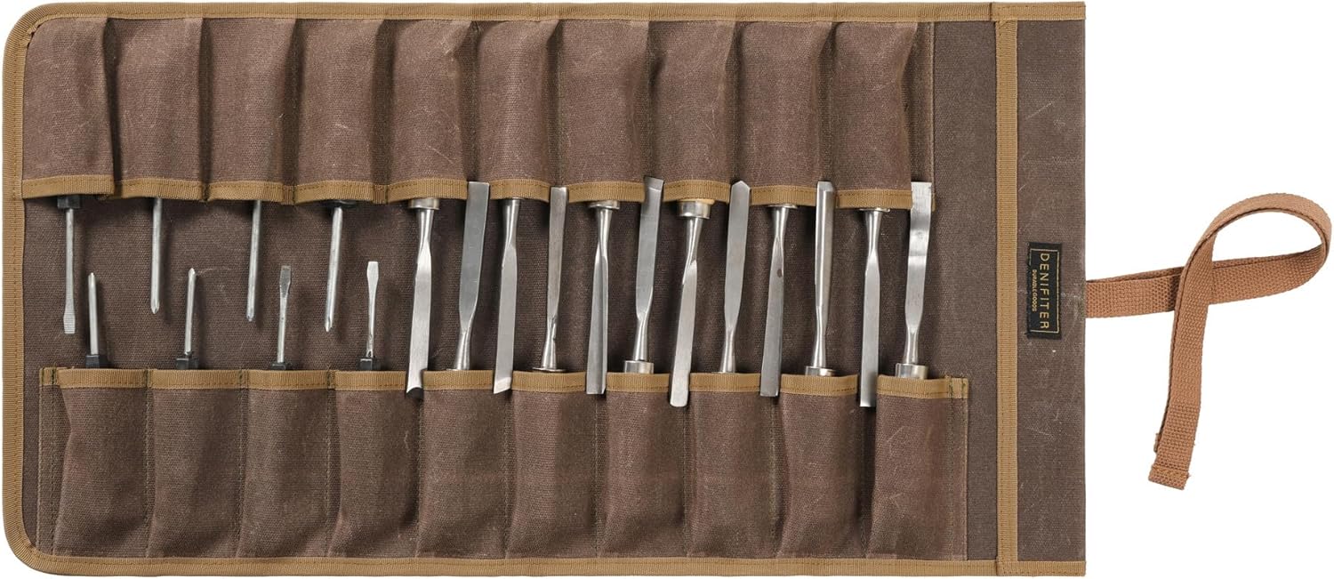 Tool Roll with 20 Slots, Heavy Duty 16oz Waxed Canvas Wrench Roll Up ...