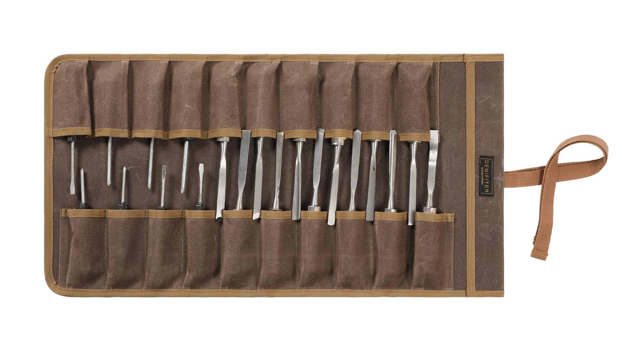 Tool Roll with 20 Slots, Heavy Duty 16oz Waxed Canvas Wrench Roll Up ...