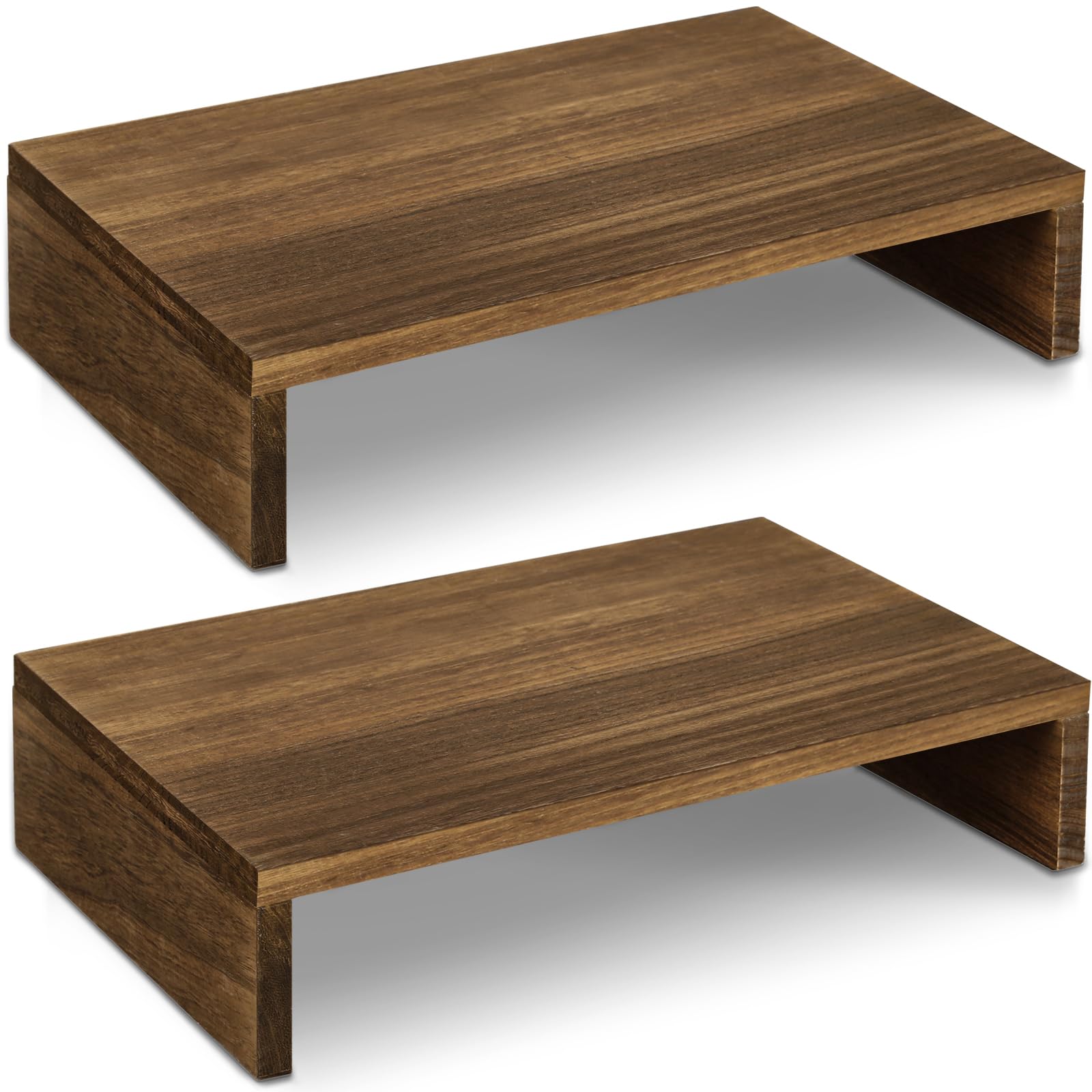 Snapklik.com : 2 PCS Solid Wood Monitor Stand Riser, Rustic Brown ...