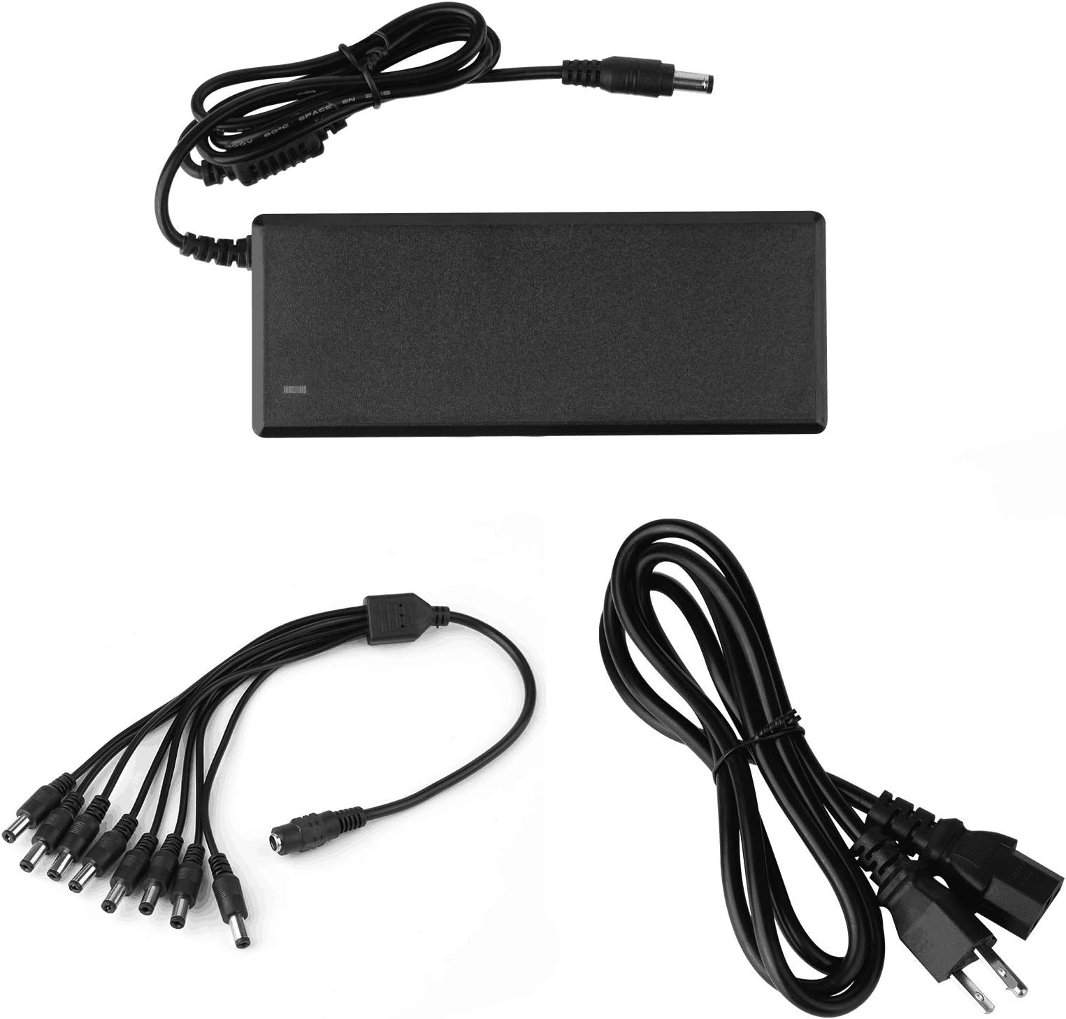 Amazon.com : DC 12V 5A Power Supply Adapter with 8 Splitter Power Cable ...