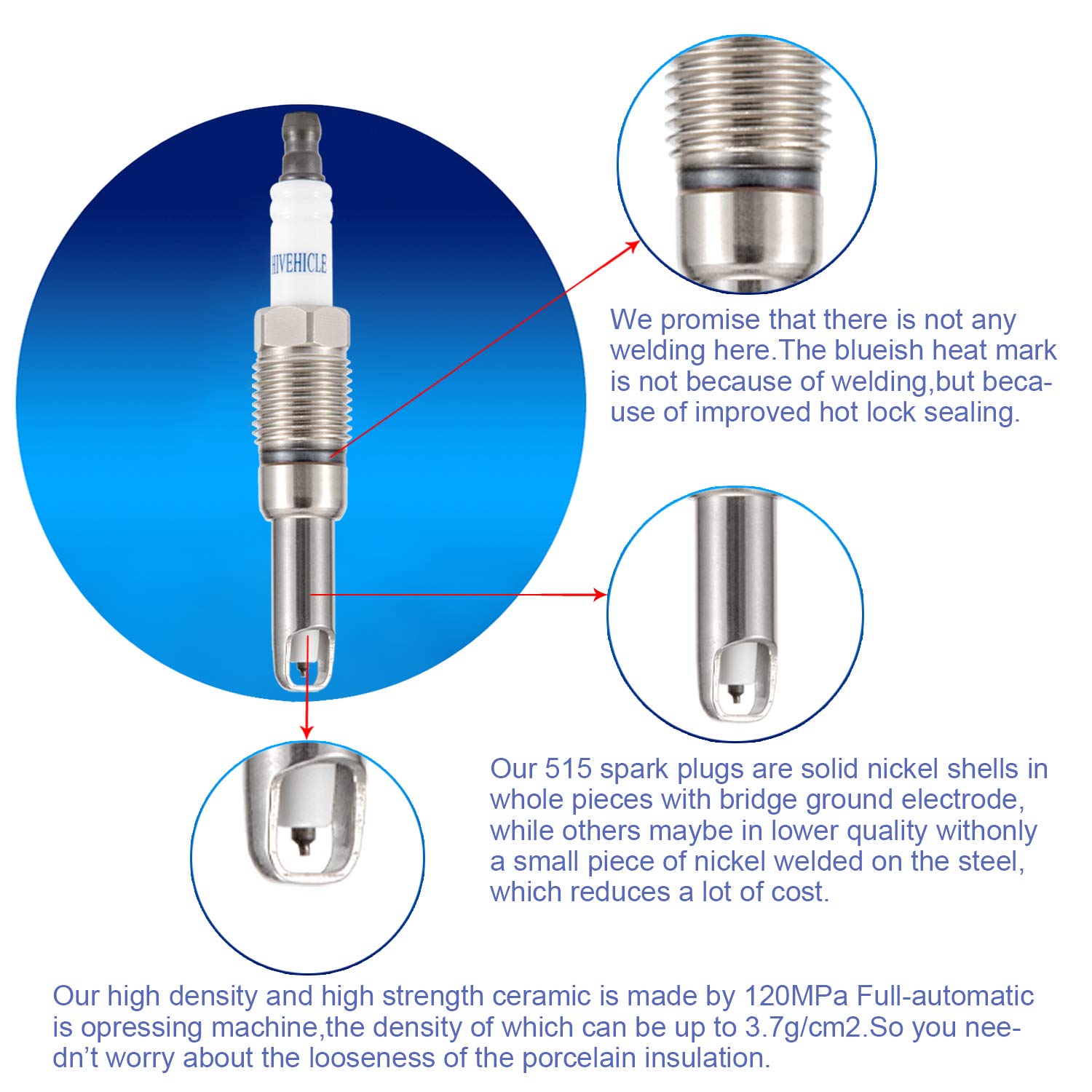 Snapklik.com : HiVehicle V7401 Platinum Spark Plugs - Replacement Of ...