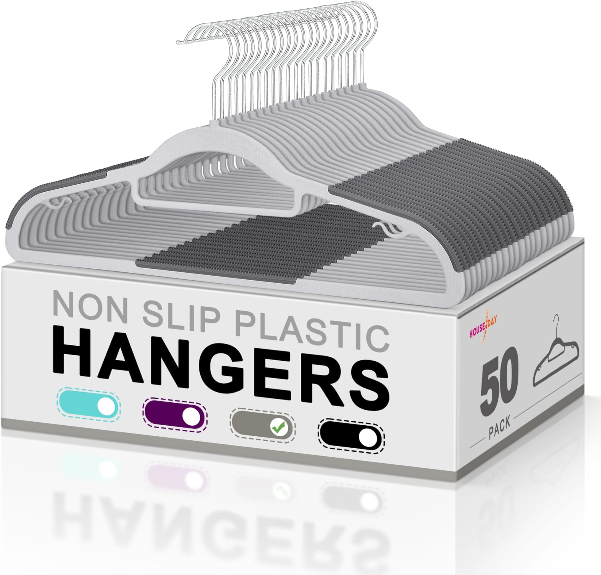 Amazon.com: Finnhomy 50 Pack Plastic Hangers, Clothes Hangers with Non ...