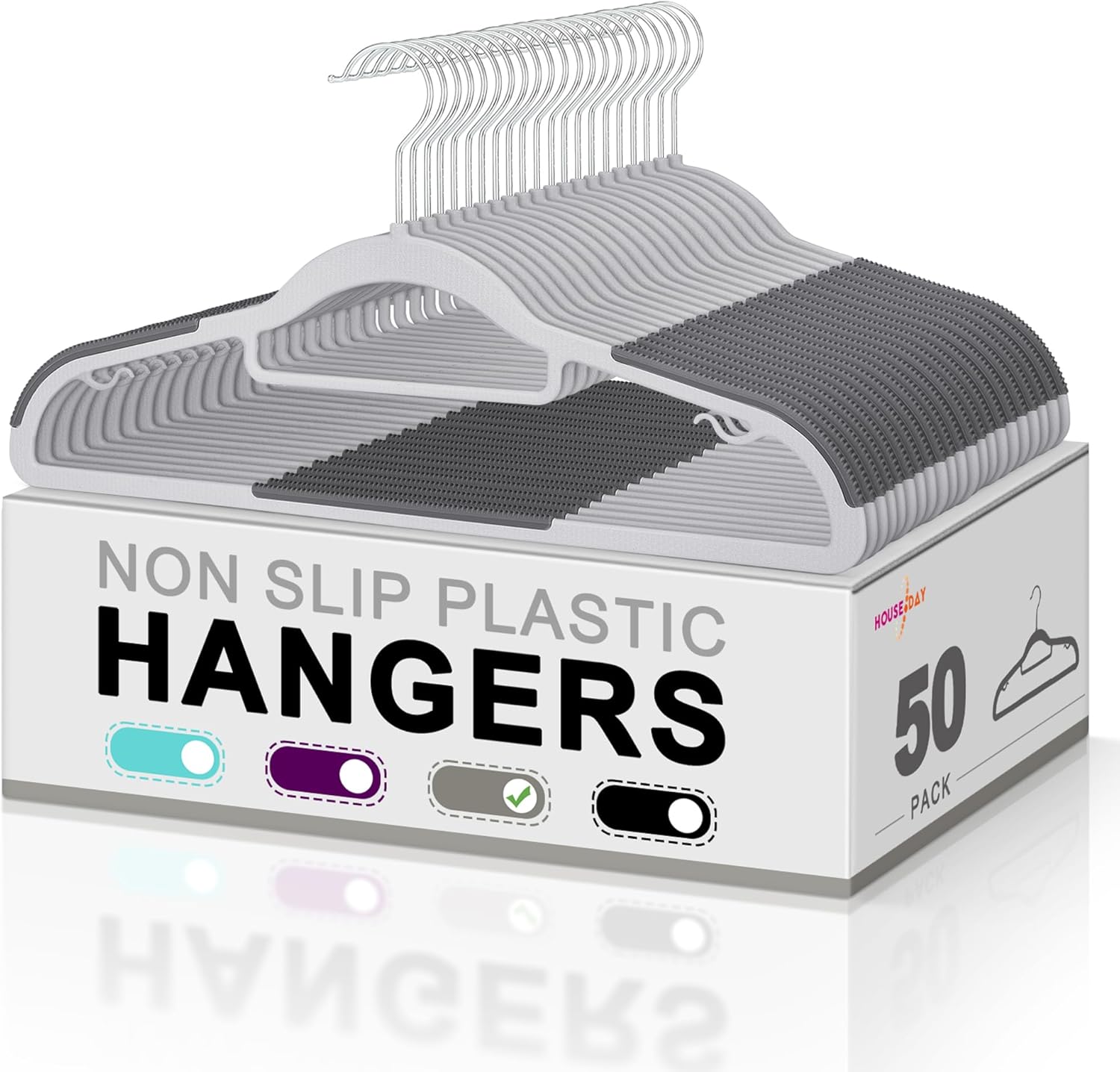 Amazon.com: HOUSE DAY Plastic Hangers 50 Pack, Plastic Clothes Hangers ...