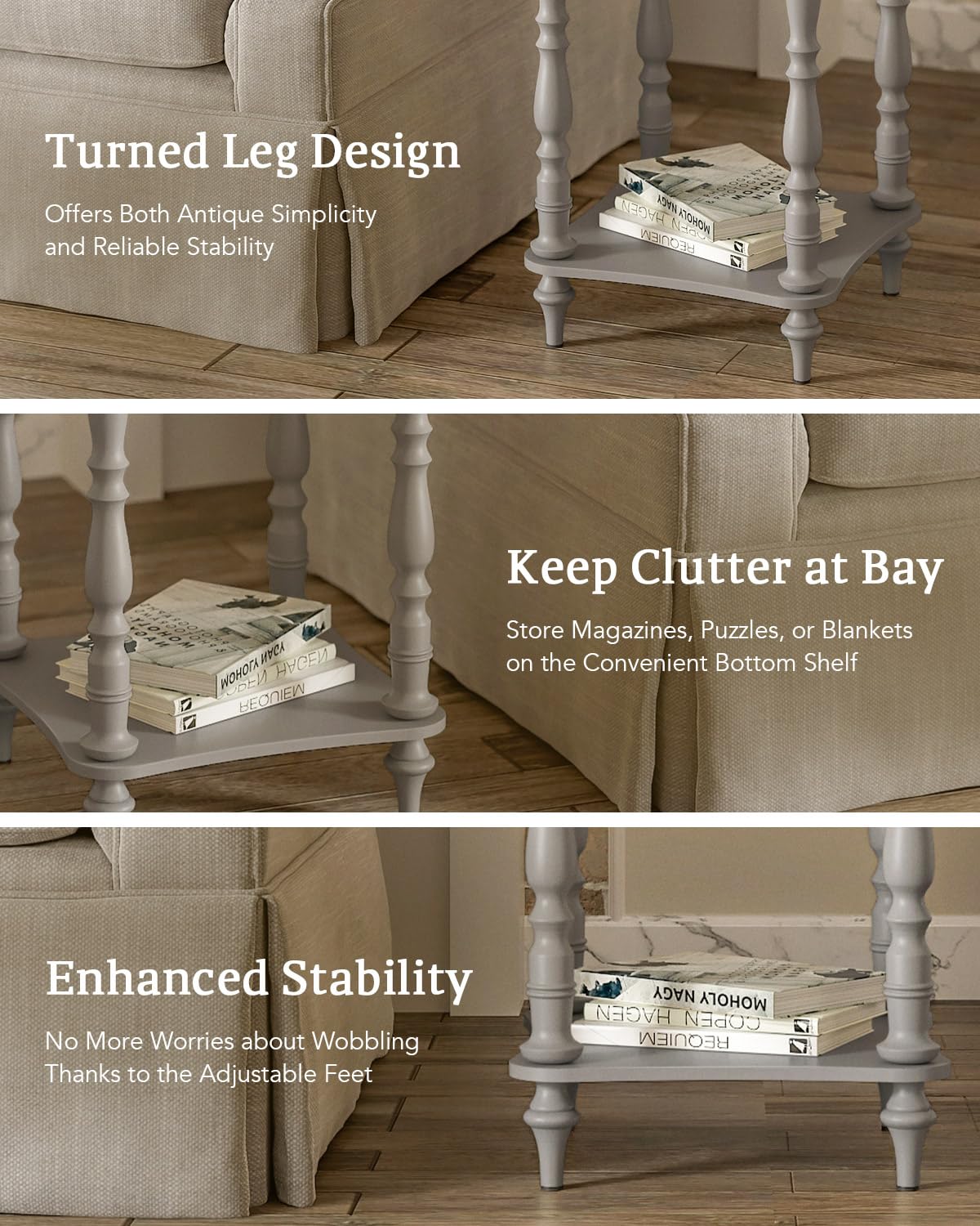 Snapklik.com : French Country End Table, 19 Square Farmhouse Side Table ...