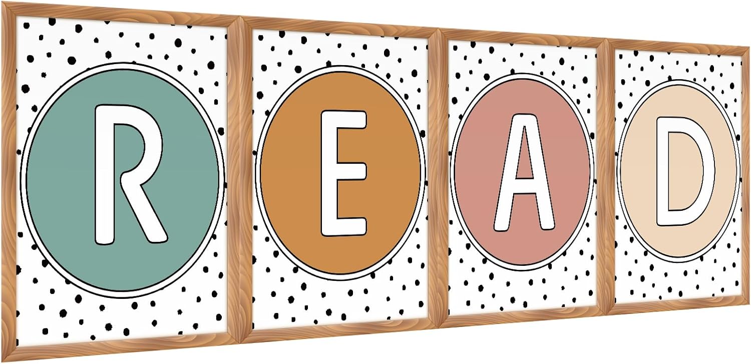Amazon.com: Whaline Boho Classroom Reading Posters Read Sign Bulletin ...