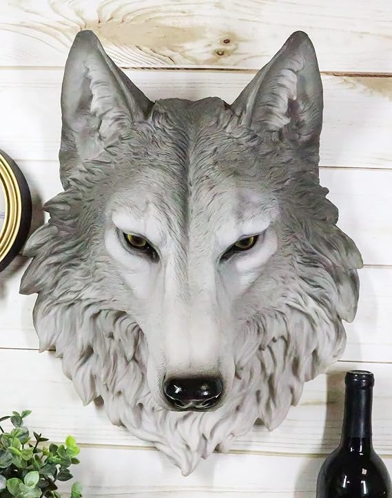 Amazon.com: Ebros Gift Large Gray Timber Wolf Head Wall Decor Plaque 16 ...