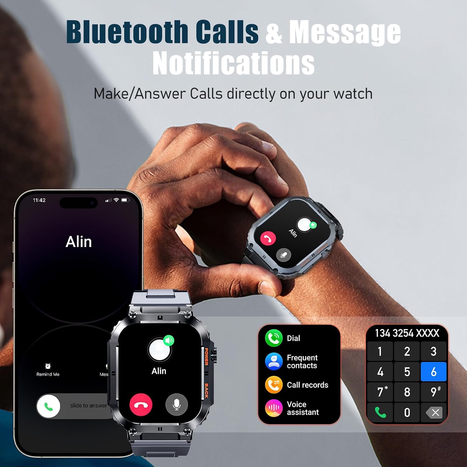OCTDG Reloj inteligente para hacer llamadas y responder llamadas reloj ...