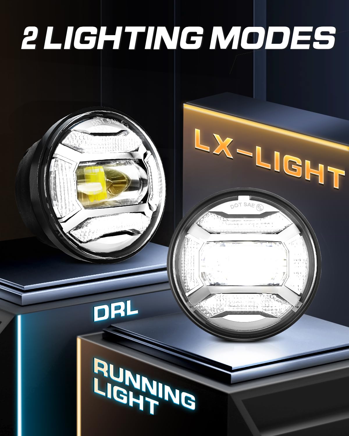Snapklik.com : LX-LIGHT DOT Chrome 60W 4.5 Inch LED Passing Light