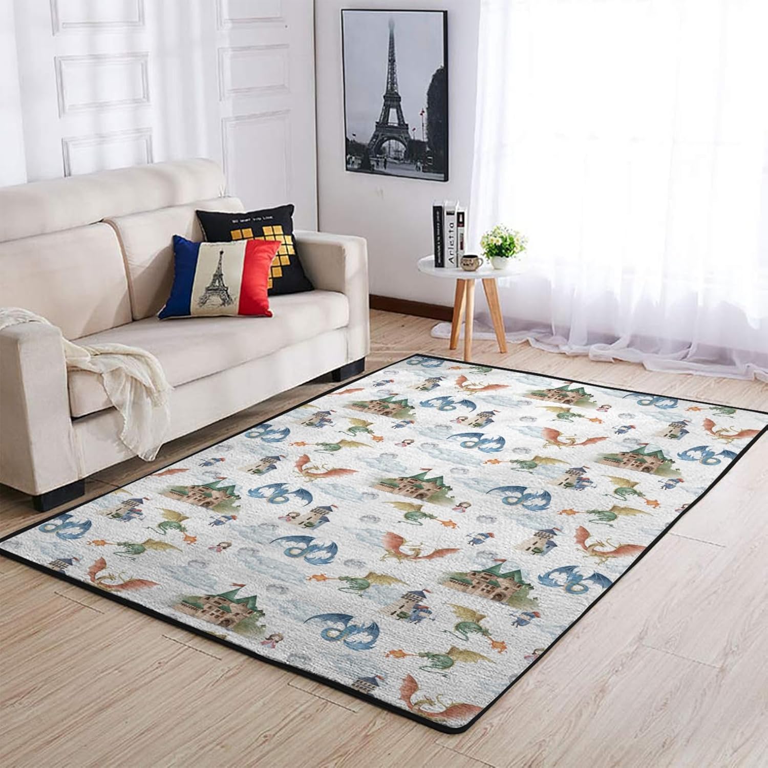 Amazon.com: Fairytale Dragons Castle Area Rugs Watercolor Dragons Throw ...