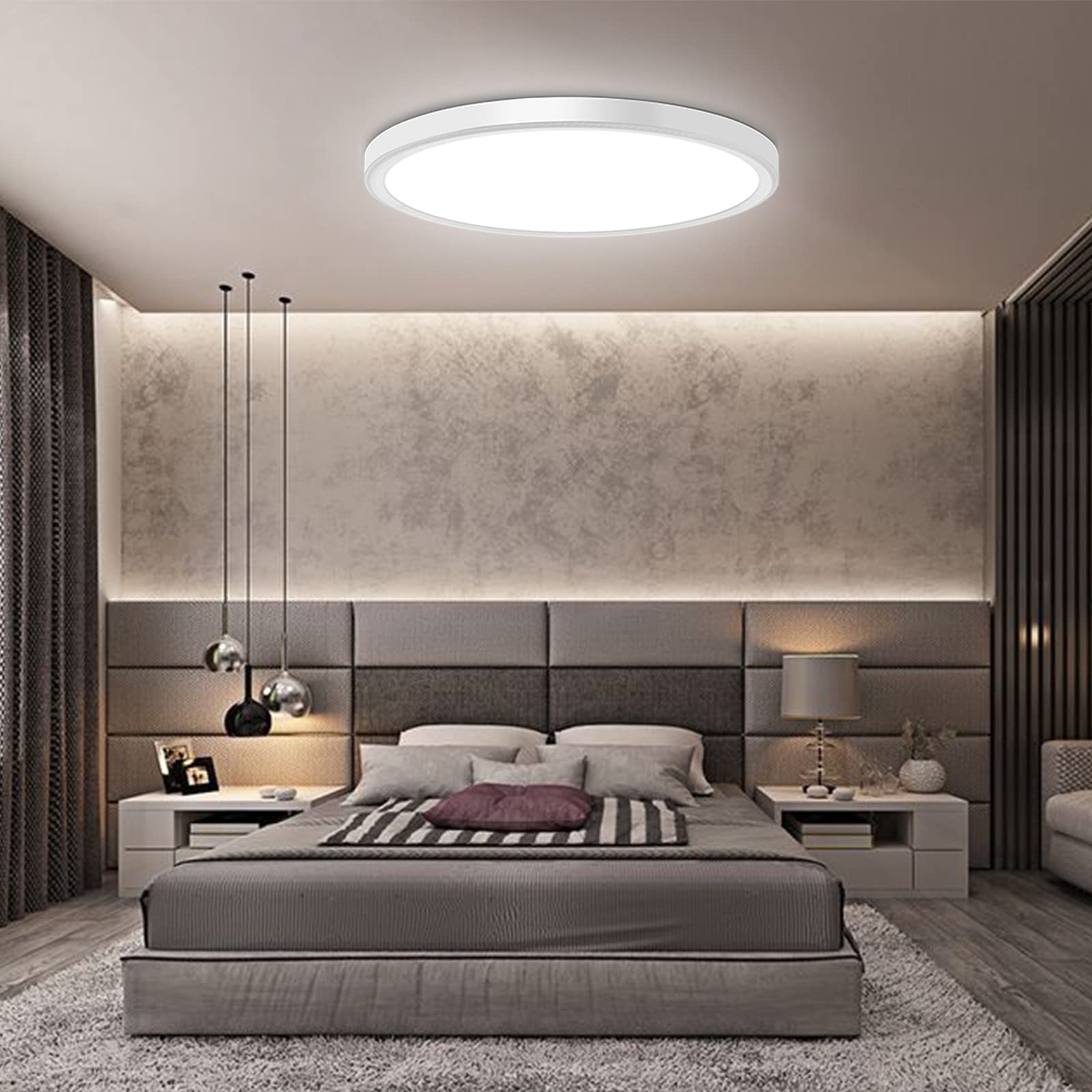 WKONCLDY Two Pack 4700lm LED Flush Mount Ceiling Light, Super Slim 16 ...