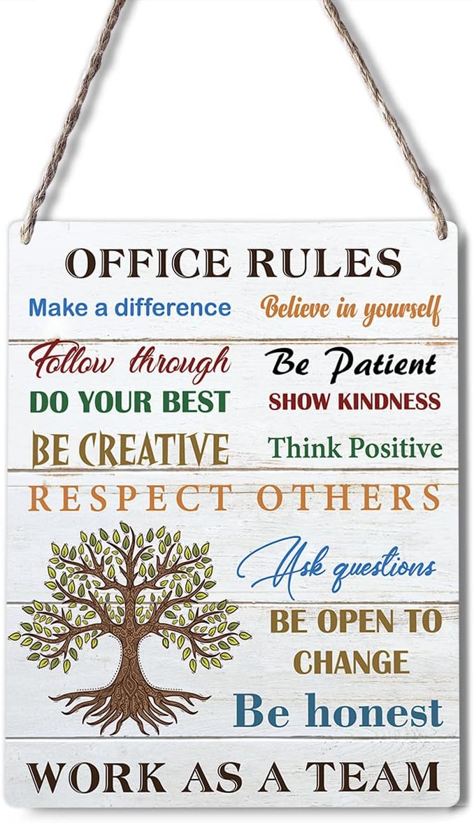 Amazon.com: Inspirational Office Rules Quote Signs Wall Decor Rustic ...