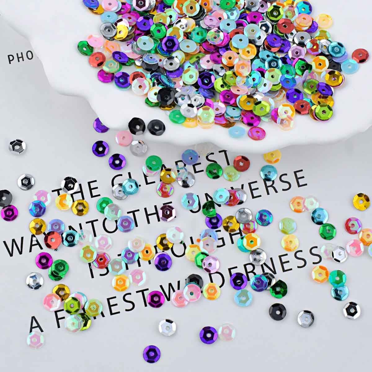 21600 Pcs Loose Sequins Bulk 5MM Rainbow Round Embroidery Sequins Cup ...