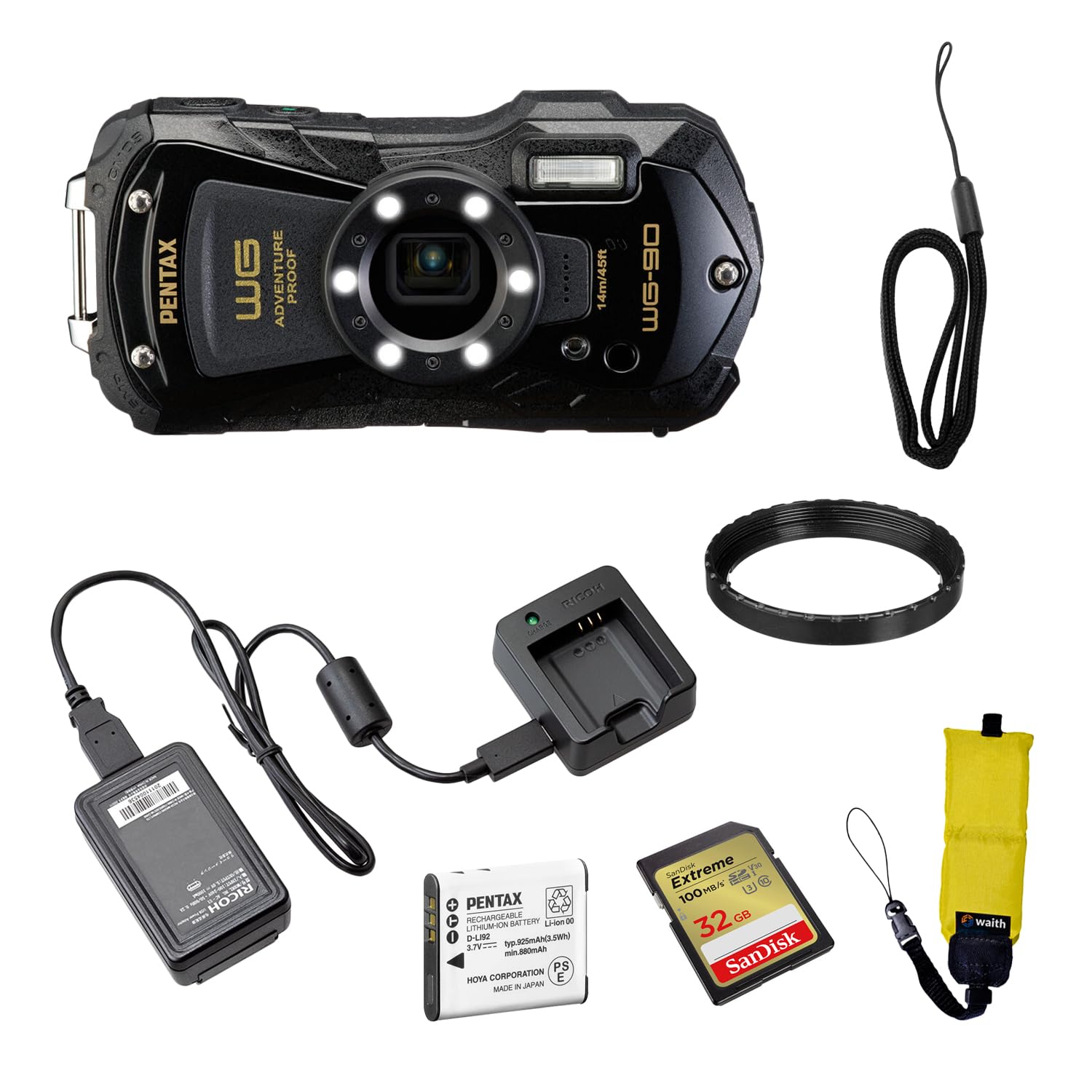 Amazon.com : Pentax WG-90 Waterproof Digital Camera (Black) | 2.7" LCD ...