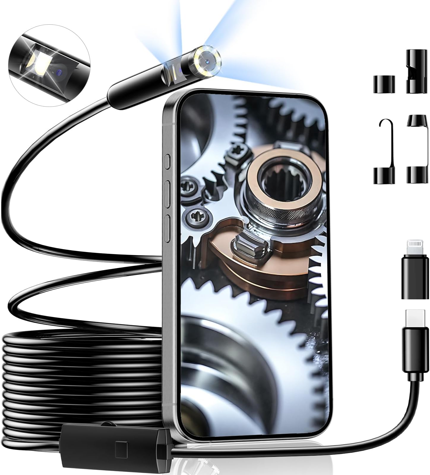 Teslong Endoscope Inspection Camera, USB-C Inspection Camera with 8 LED ...