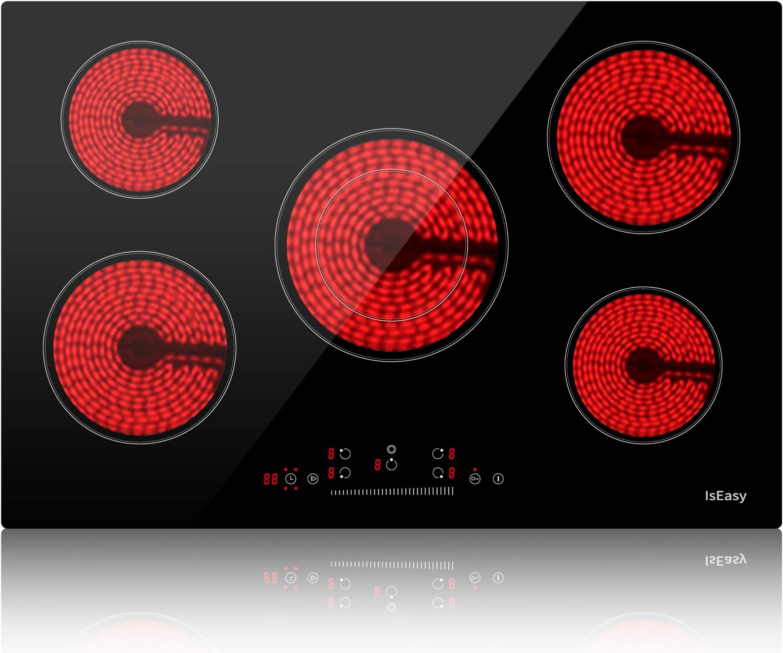 Amazon.com: Electric Cooktop 30 Inch, IsEasy Ceramic Cooktop 5 Burners ...