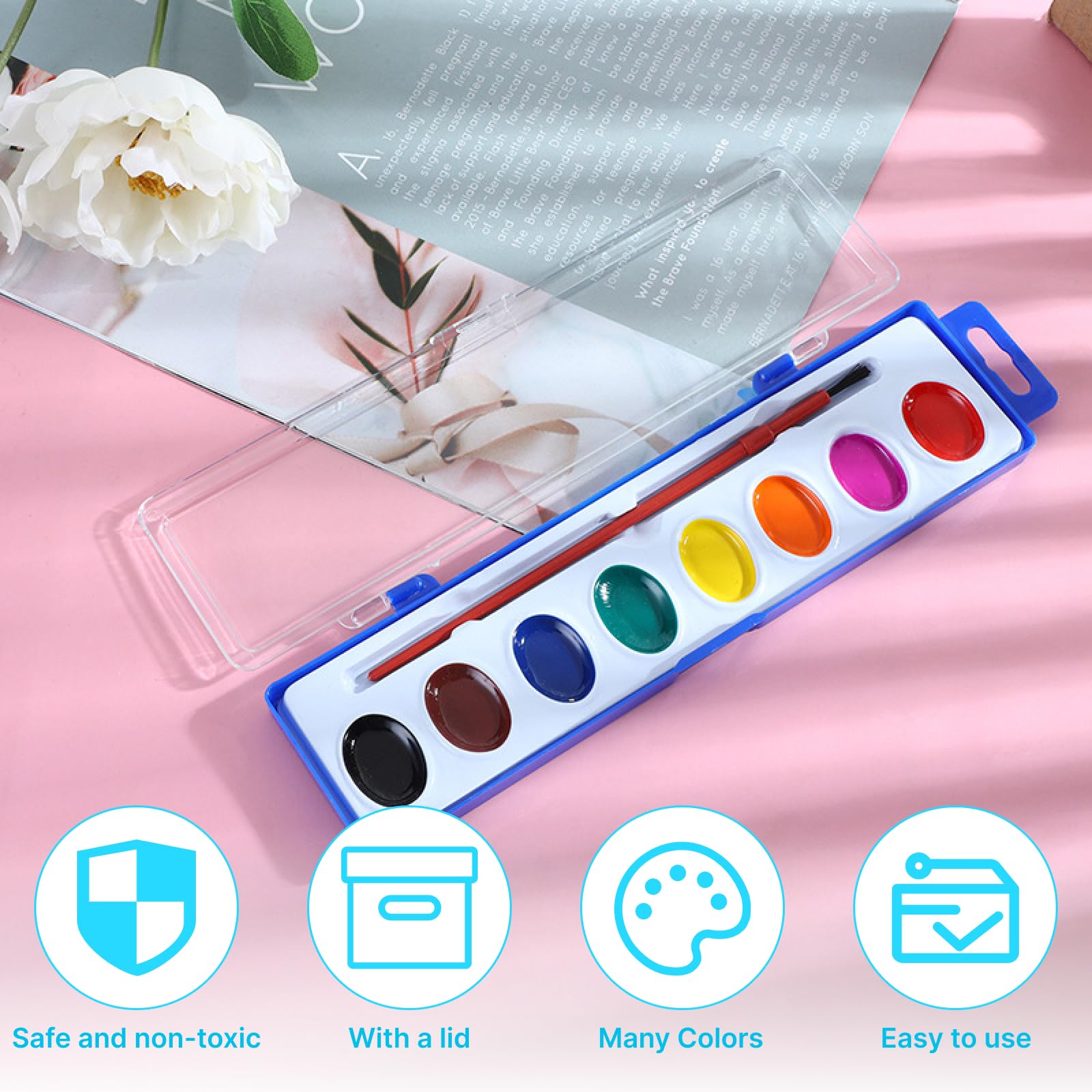 Snapklik.com : Watercolor Paint Set Bulk 48 Pack 8 Colors Washable ...