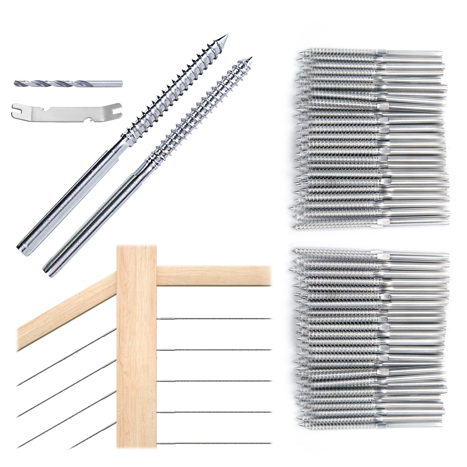 Snapklik.com : 100Pack 1/8" Swage Lag Screws Stainless Steel Left ...
