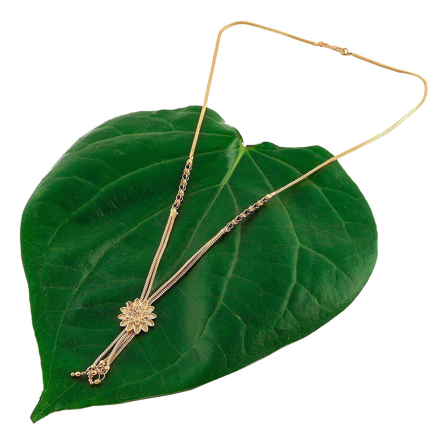 Buy Soni Designs Traditional, Gold Plated, Black Beads Mangalsutra ...