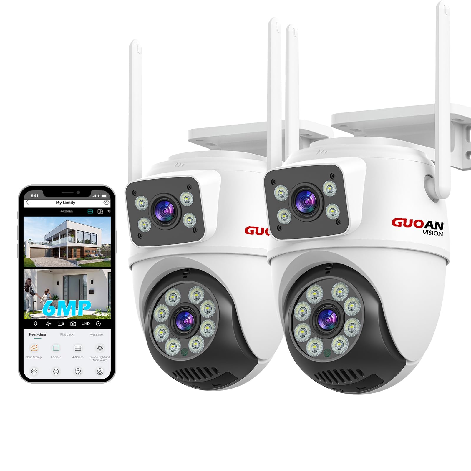Amazon.com : GUOANVISION 【6MP Security Cameras Outdoor】 Dual Lens ...