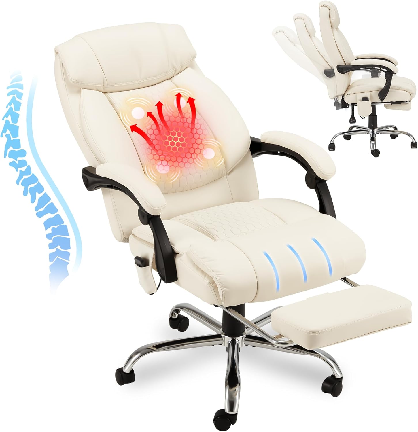 Amazon.com: HOMREST 4-Point Massage Office Chair,Heating Executive ...