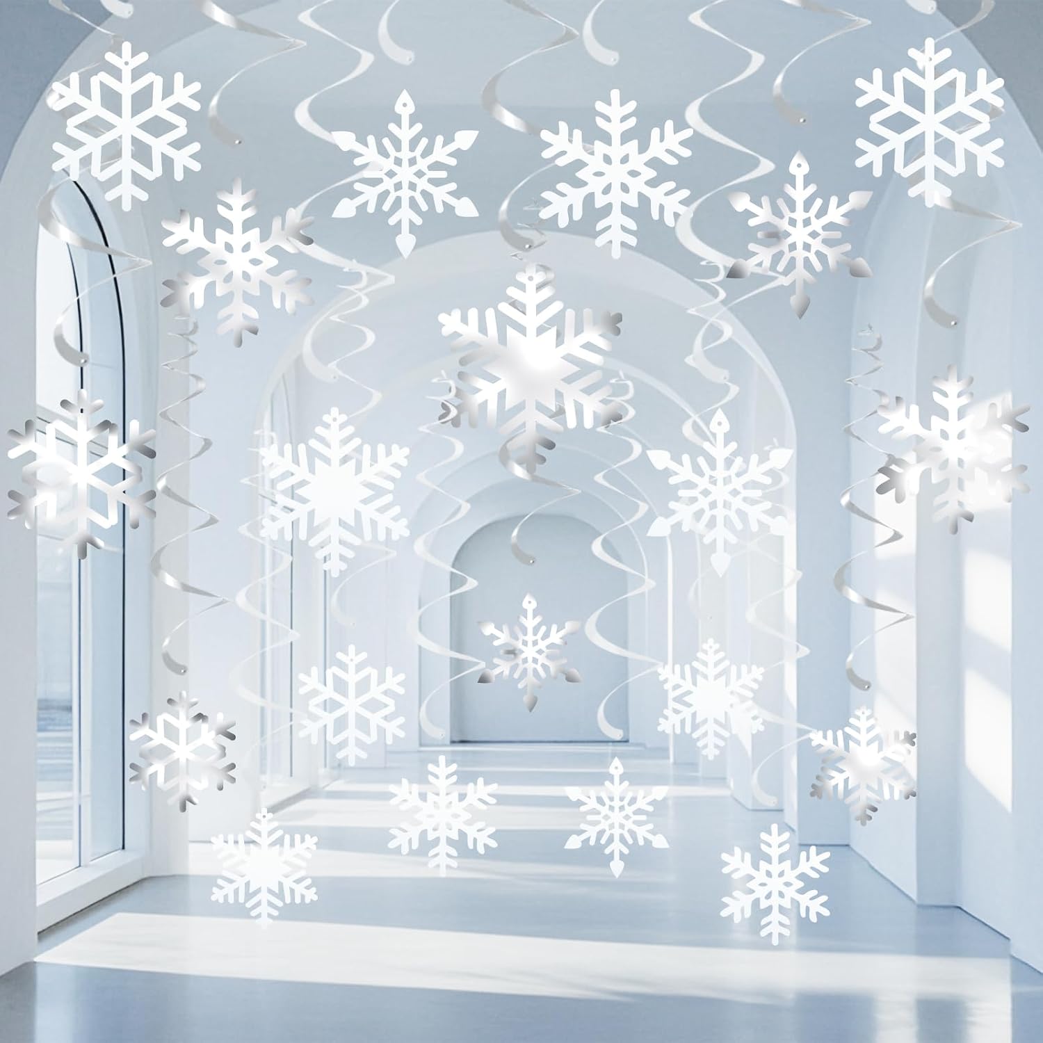 Amazon.com: 20 Pcs Winter Snowflake Hanging Swirls Decorations - Winter ...