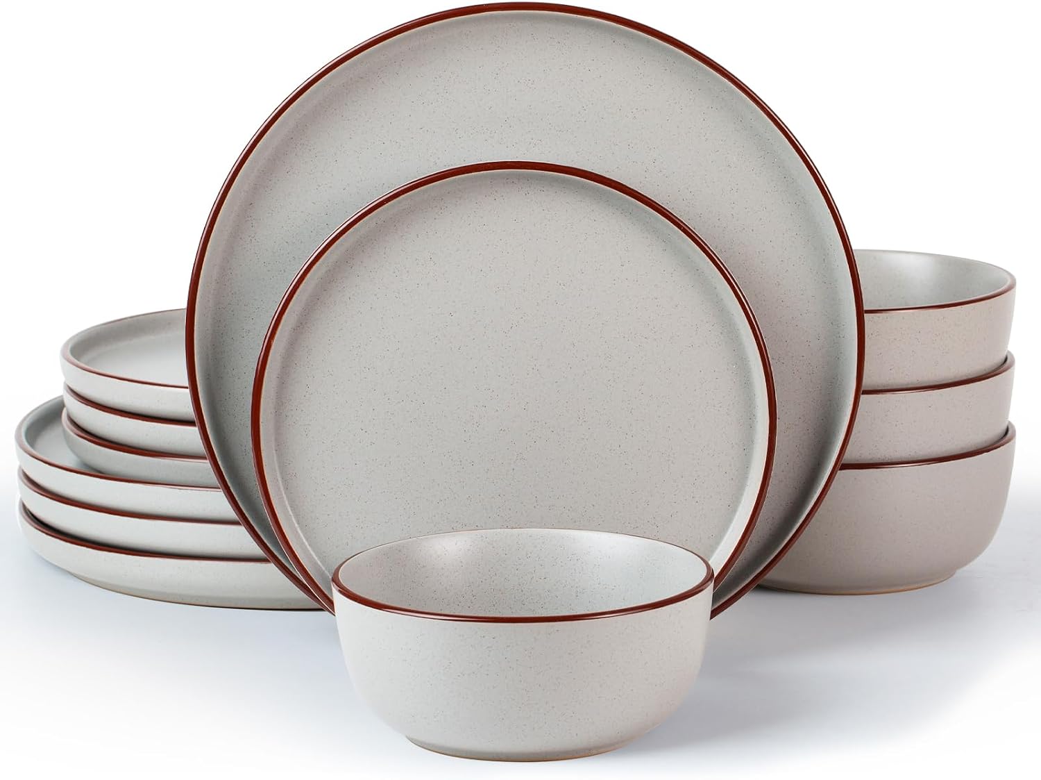 Richmount Mercury Plates and Bowls Sets, Speckled 12-Piece Plate Set ...