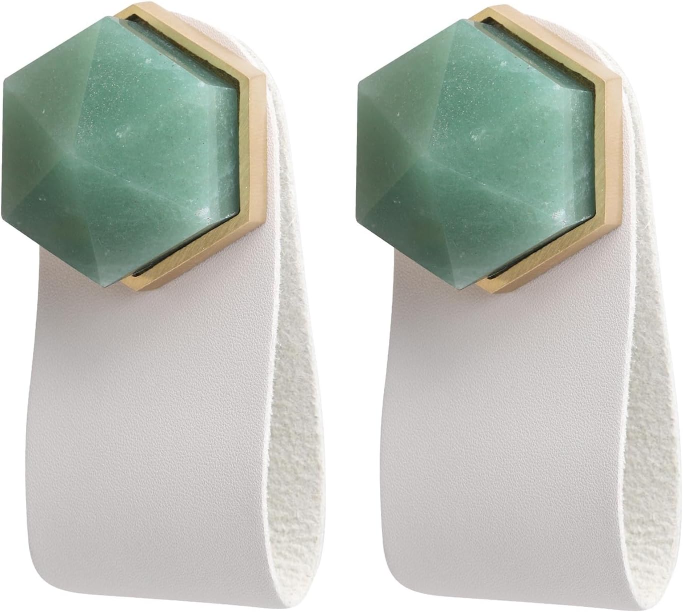 mookaitedecor Set of 2 Green Aventurine Crystal Hexagon Drawer Knobs ...