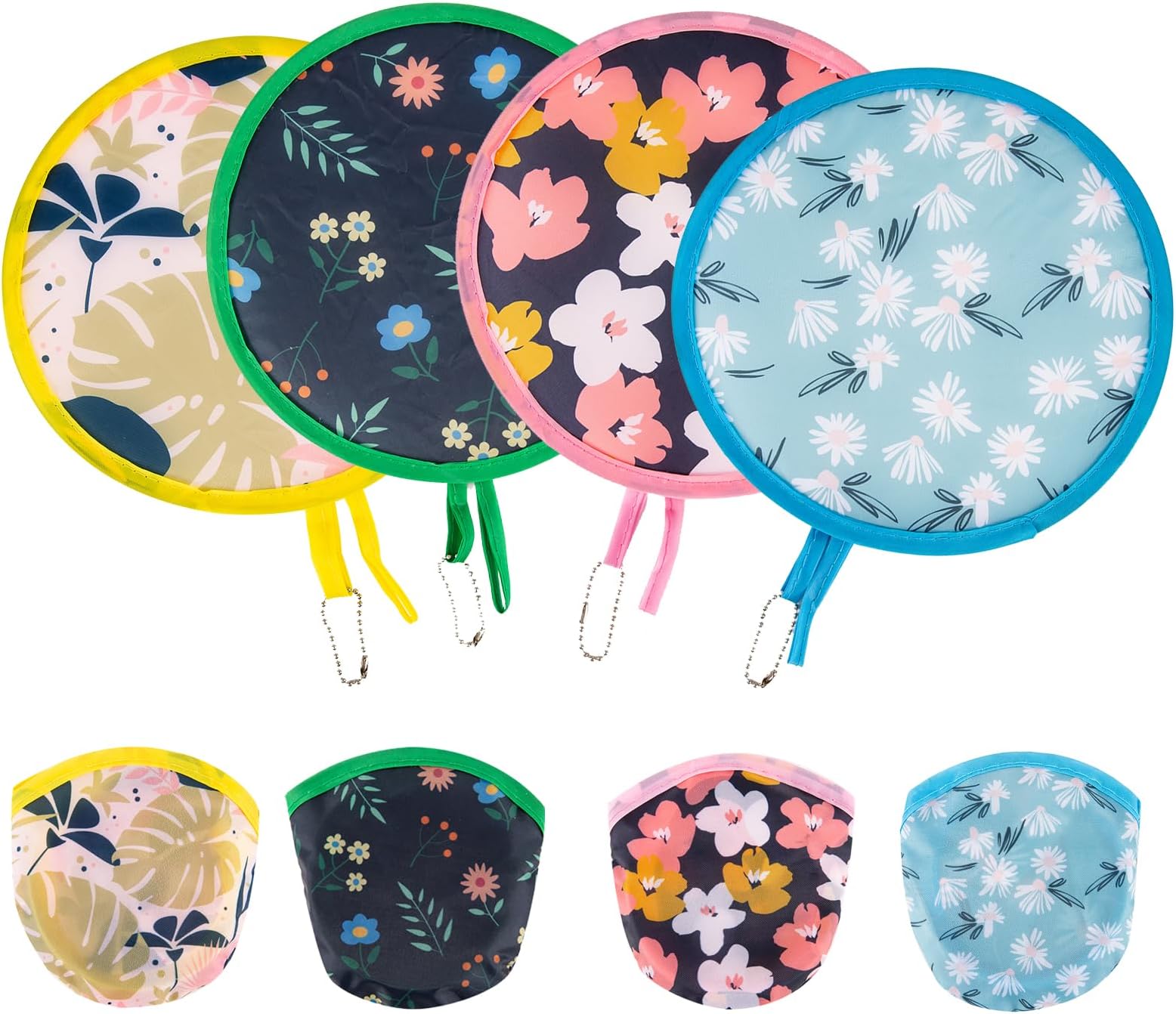Amazon.com: Marsui 12 Pcs Round Foldable Hand Fan Summer Flower ...