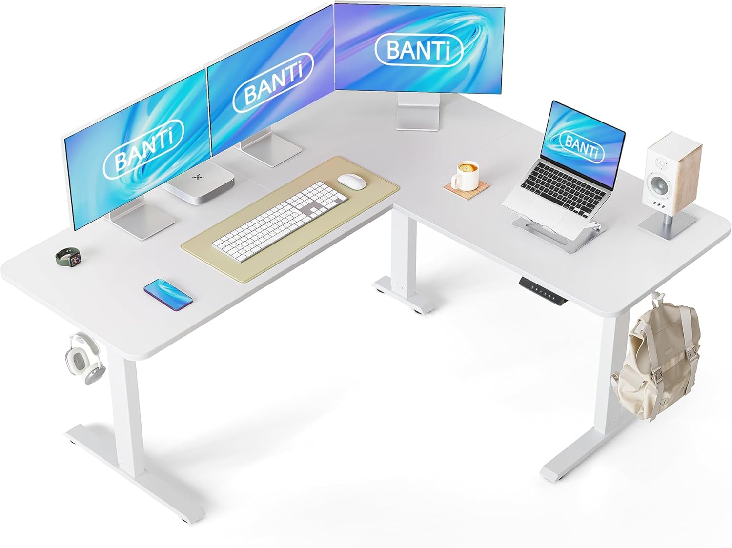 Amazon.com: BANTI 63" L Shaped Standing Desk Height Adjustable ...