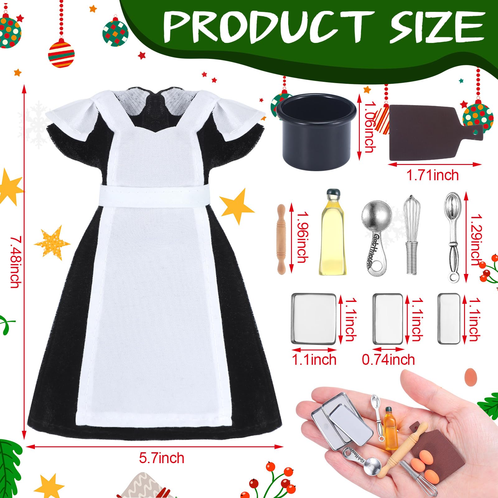 Elf On The Shelf Accessories Kajaia 30 Pcs Christmas Elf Accessories Mini Elf Doll Baker Outfit ...