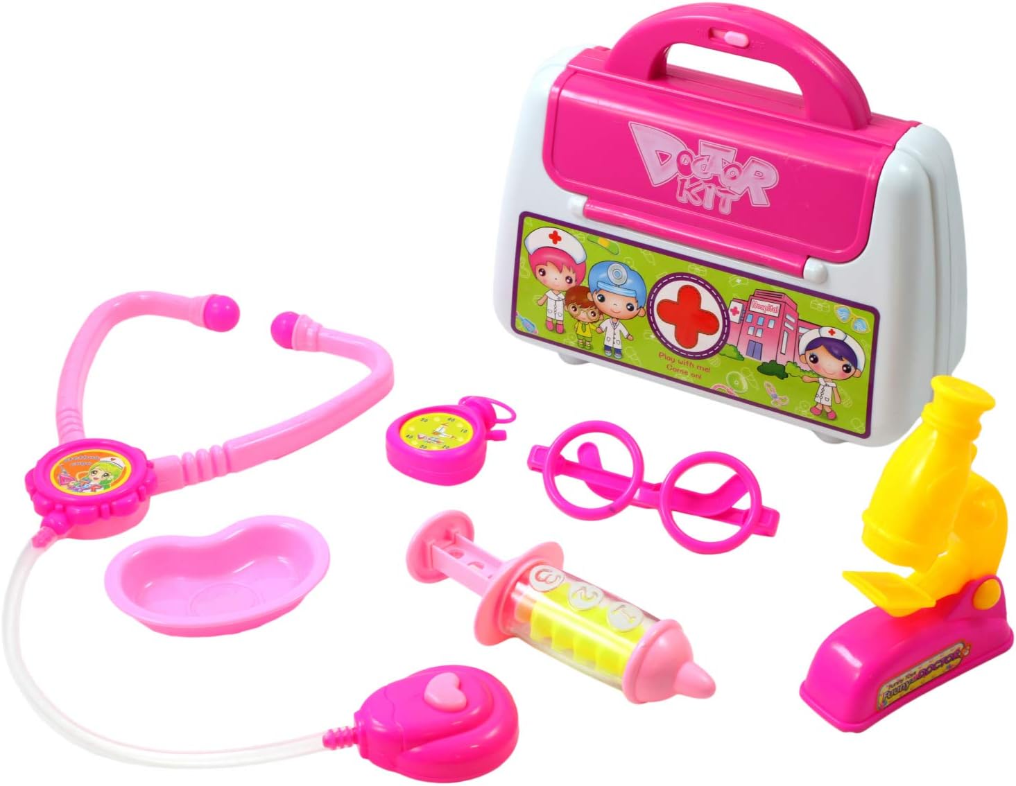 Amazon.com: Kidplokio 7pc Pretend Play Doctor Kit for Kids with ...