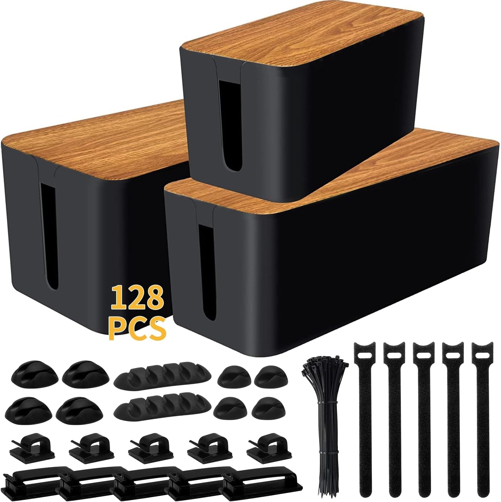 Amazon.com: Cable Management Box 3 Pack with 125PCS Cable Management ...