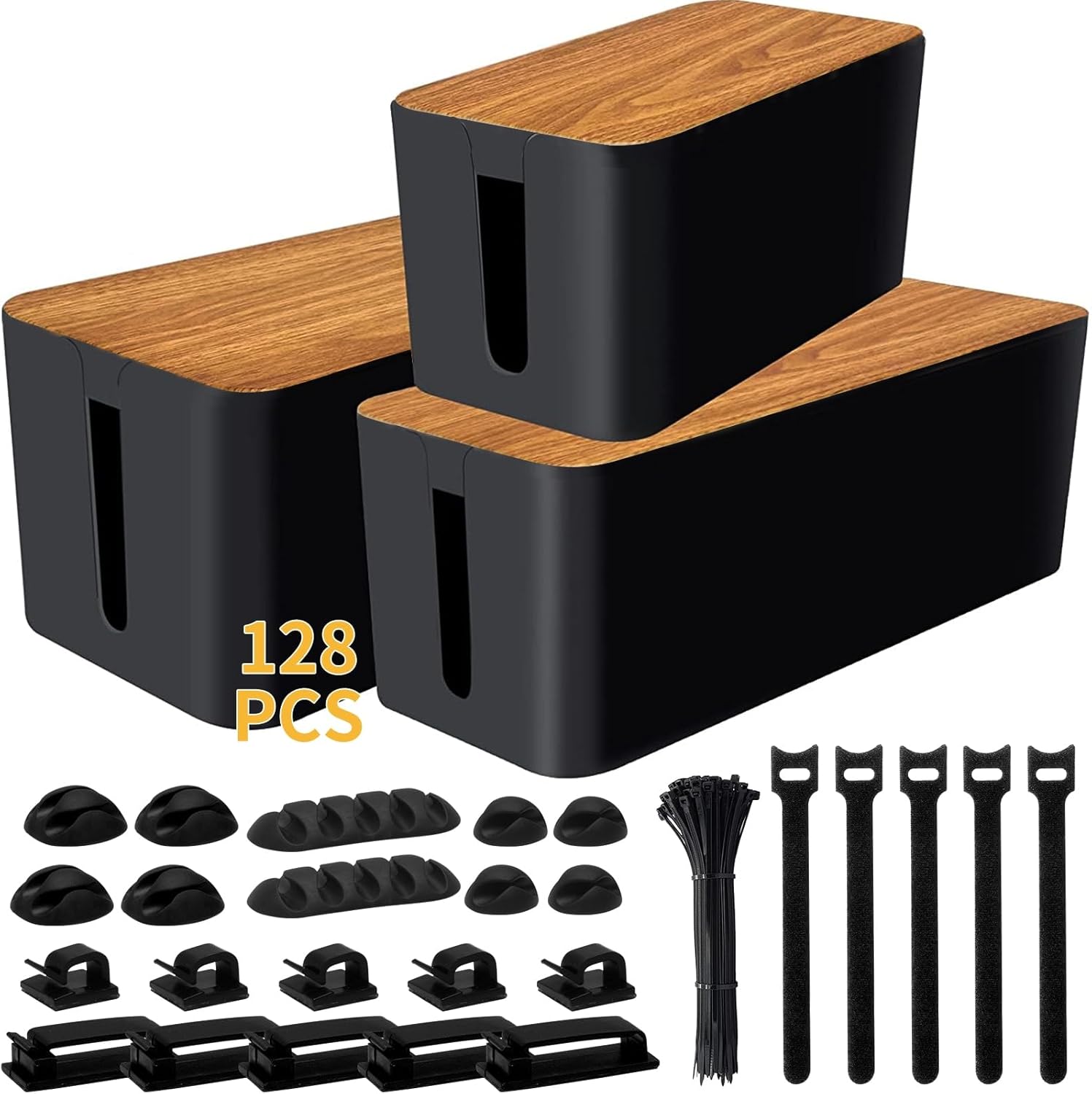 Amazon.com: Cable Management Box 3 Pack with 125PCS Cable Management ...