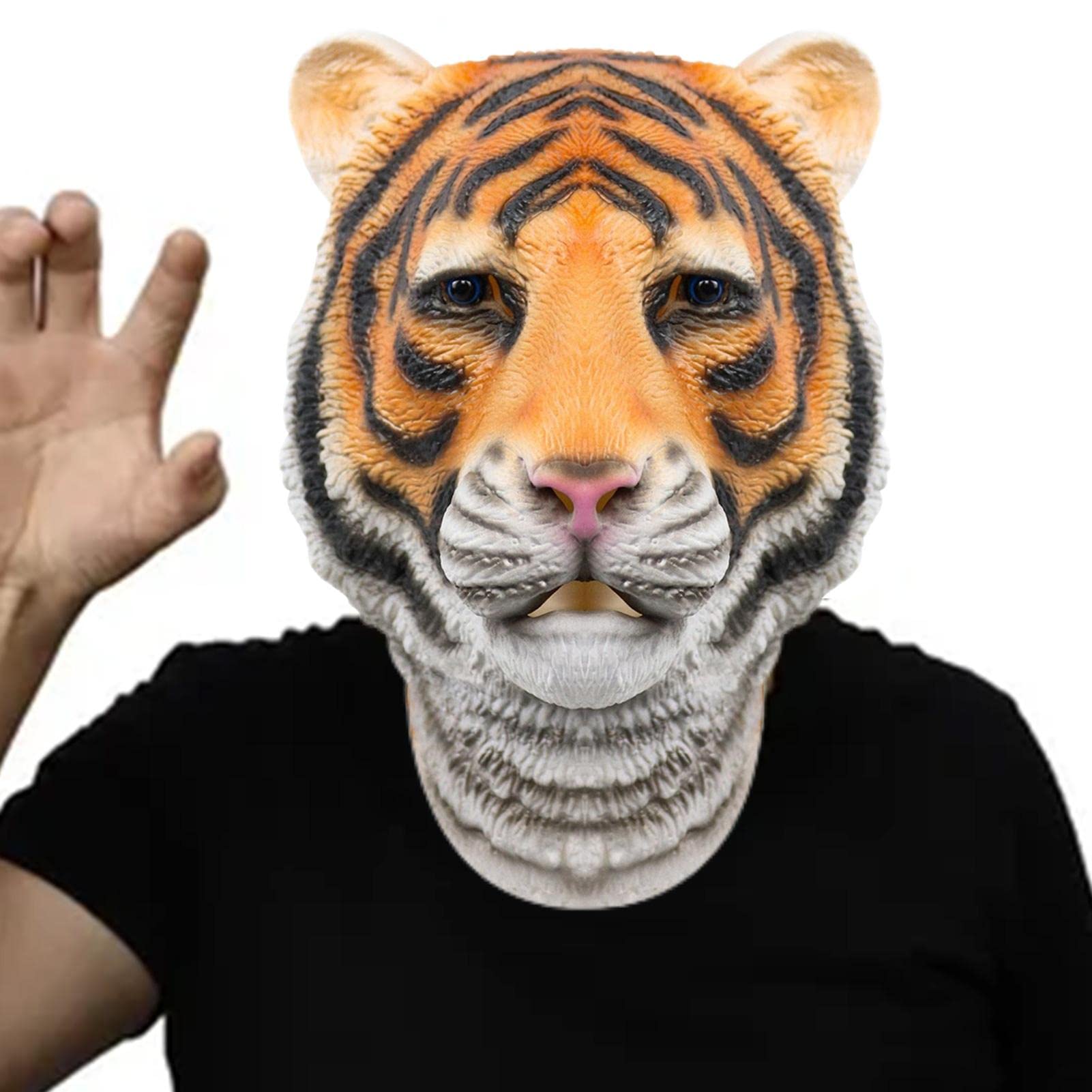 Tiger Head Mask DazzyD Realistic Tiger Half Face Mask For Halloween