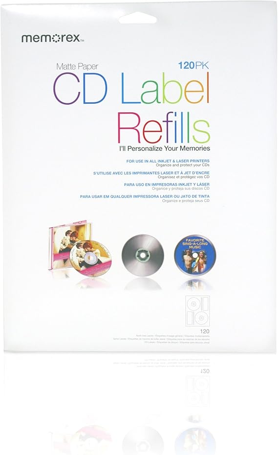 Amazon.com: Memorex CD/DVD Labels 120-Pack, White : Memorex: Office ...