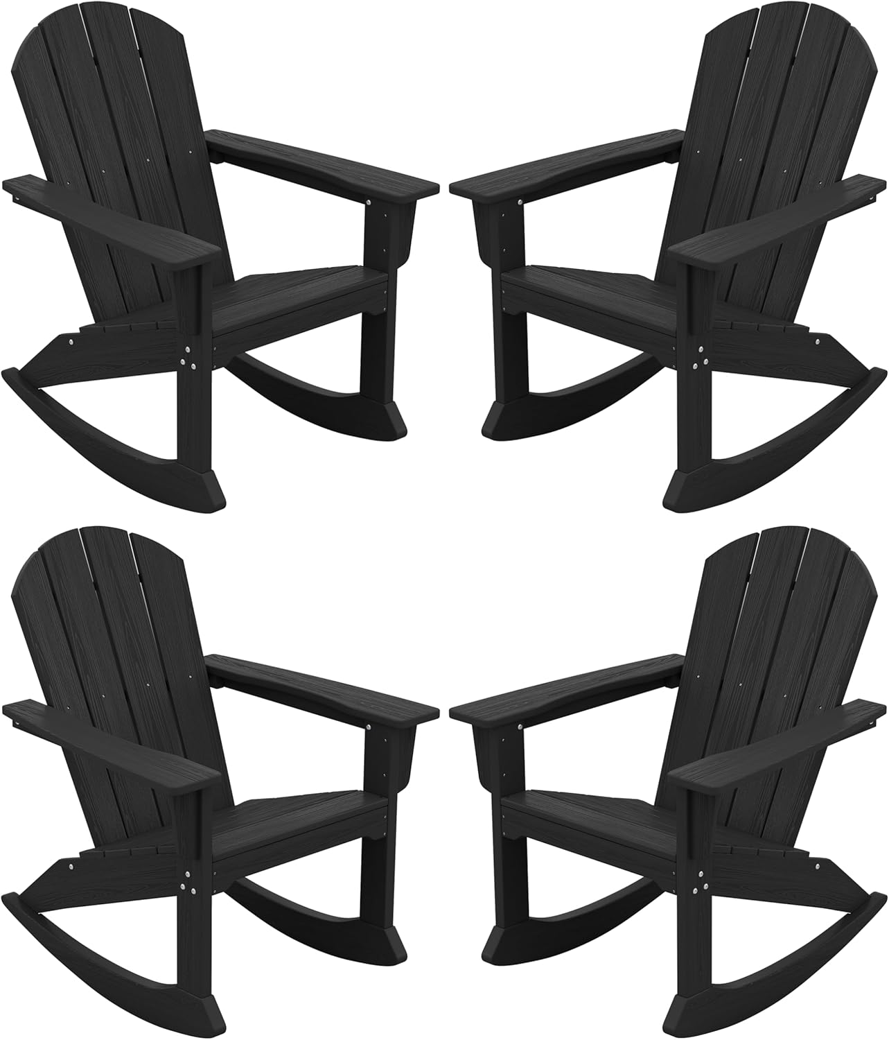 Amazon.com: SERWALL Modern Rocking Adirondack Chair Set of 4, HDPE All ...