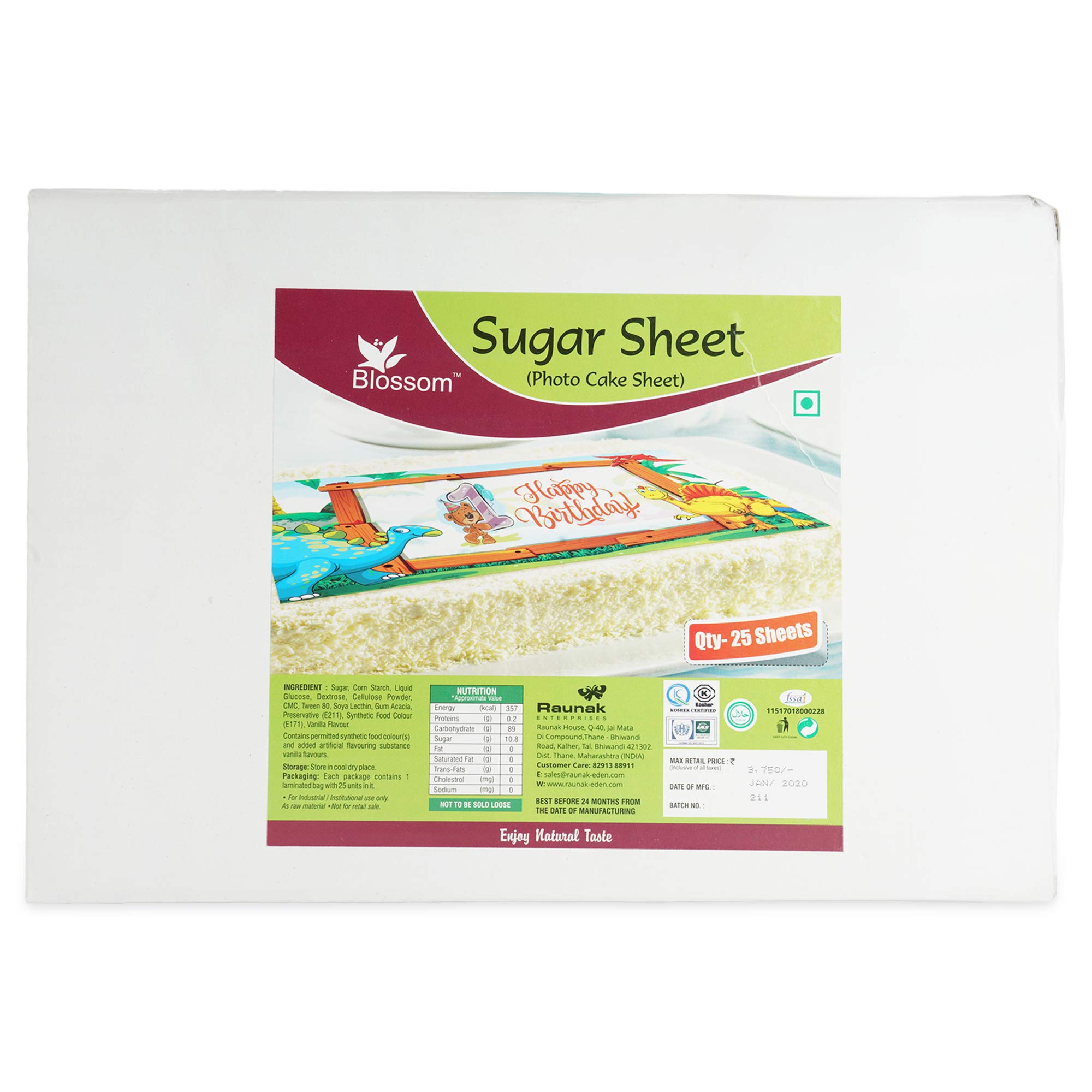 Buy BLOSSOM Sugar Sheets/ Edible Icing Sheet / Frosting Sheets, 25 ...