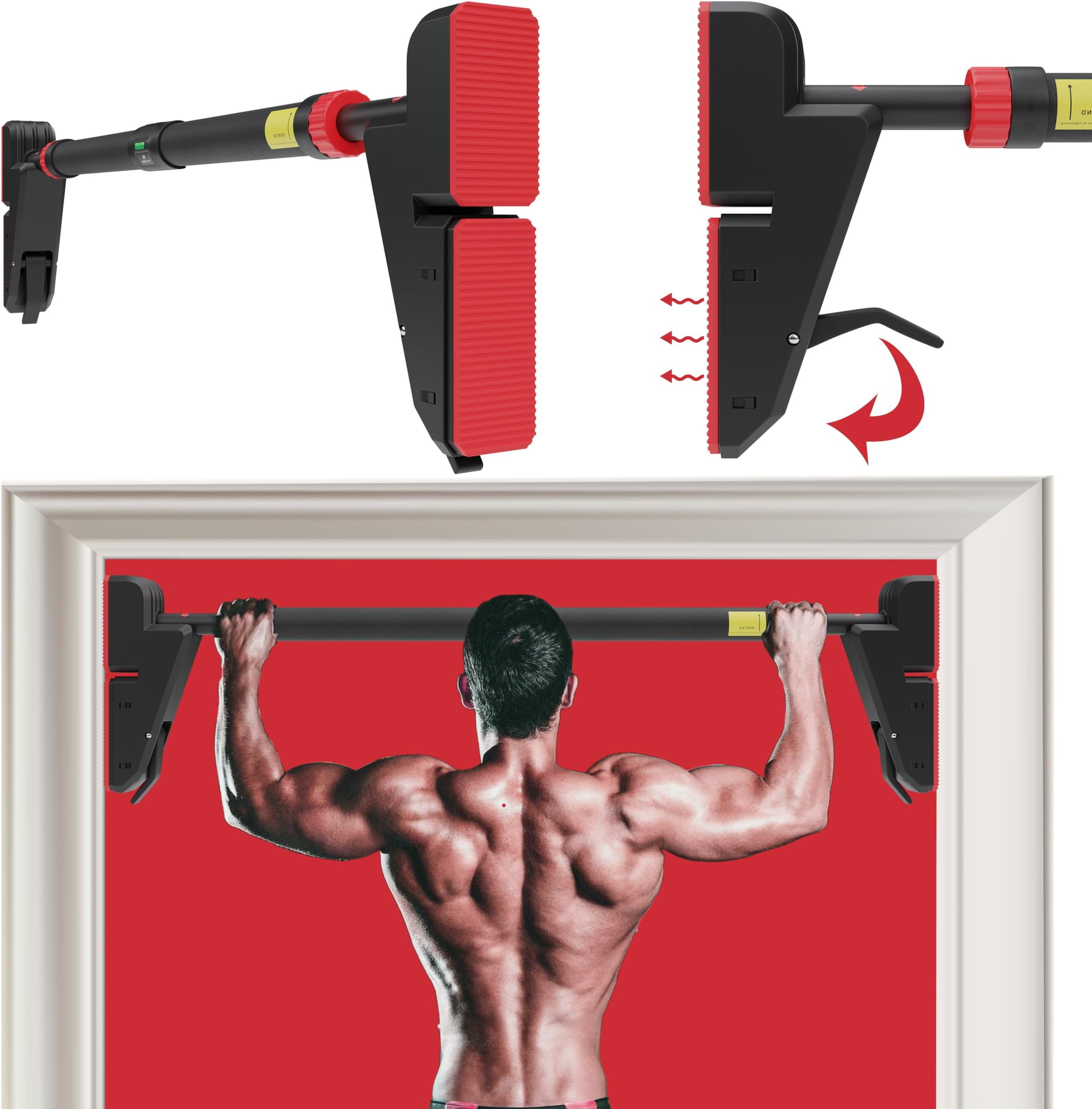 HERO FIT Pull Up Bar at Home Gym for Door & Wall without Screw, 300 Kg ...