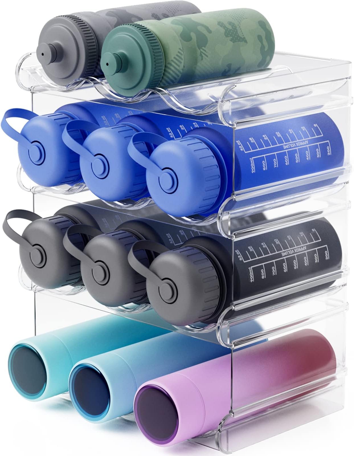 Amazon.com: JSVER Stackable Water Bottle Storage Black Bottle Organizer ...