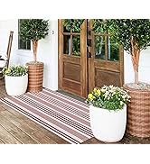 Amazon.com: Front Porch Rug 24'' x 51'' Grey and White Striped Outdoor ...