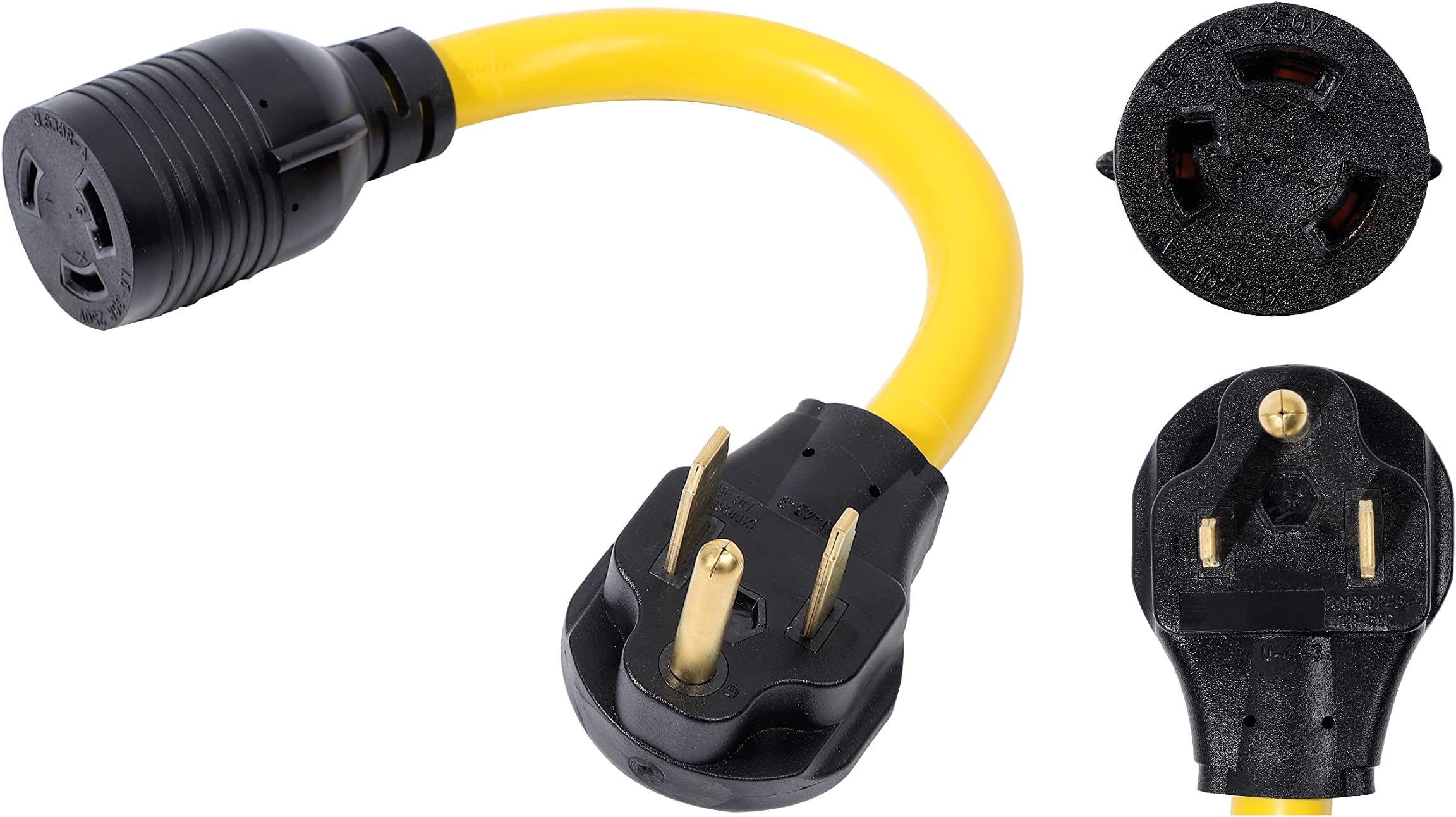 L6-30P 3-Pin Male 220/250V Plug To L5-30R 110/125V 3-Prong Female ...